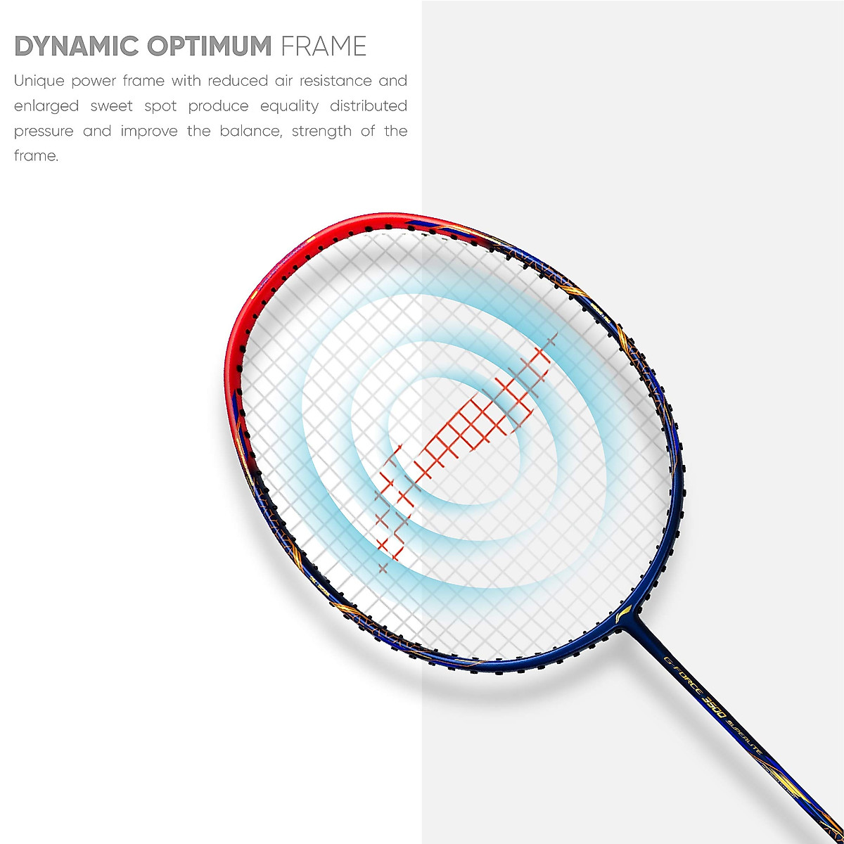 Li-Ning G-Force Superlite 3500 Carbon Fiber Unstrung Badminton Racket with Full Cover (Navy, Red) (AYPQ094-5)