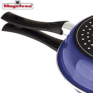 MAGEFESA Blue Frittata Pan. Double layer non-stick frying pan, vitrified steel, compatible with all types of fire, including induction, Dishwasher safe, Ergonomic handle (9,4”) (BLUE)