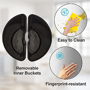 GAOMON 8-Gallon Dual Trash Can, Stainless Steel Double Garbage Cans for Kitchen, Dual Compartment Trash Can with Bin for Home Office, Dual Trash Can 6or Recycling and Trash