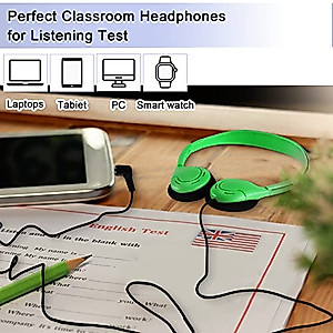 Yunsailing 30 Pack Class Set Headphones for Kids Students Bulk School Classroom Headphones Over Head Earphones on Ear Earbuds Adjustable with 3.5 mm Jack for Child Children Adults (Bright Colors)