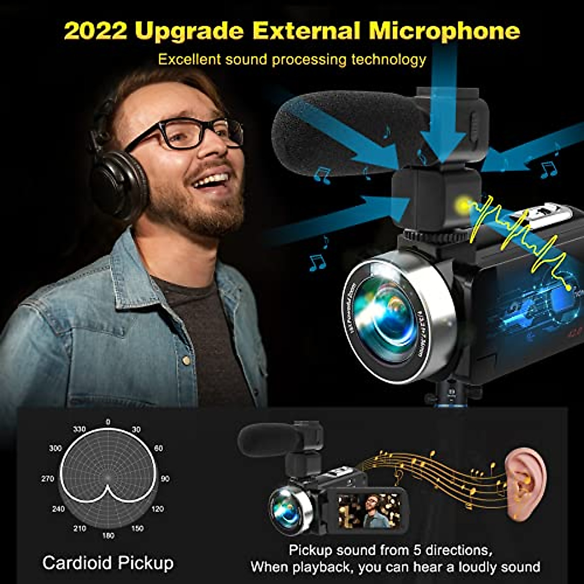 Heegomn Video Camera Camcorder with Microphone HD 2.7K Video Recorder Camera Vlogging Camera for YouTube Kids Camcorder with 3.0" LCD Screen,18X Digital Zoom,Remote,2 Batteries and 32G SD Card