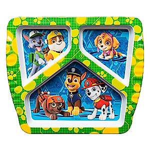 Zak Designs Paw Patrol Dinnerware Set Includes Melamine 3-Section Divided Plate and Utensil Made of Durable Material and Perfect for Kids, 3 Piece Set, Paw Patrol Boys 3pc