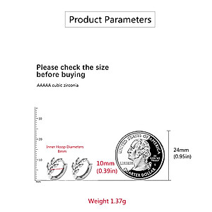 CZ Leaf Cartilage Huggie Small Hoop Earrings for Women Girls 925 Sterling Silver Cubic Zirconia Cluster Leaves Round Studs Tragus Pierced Ear Endless Hoops 8mm Dainty Gifts (Silver)