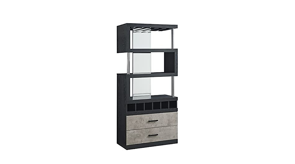 Home Source Black Bar Cabinet | Contemporary Wine Storage