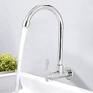 Kitchen Faucet Single Cold Water Tap Wall Mounted G1/2in Thread Faucet for Household Kitchen