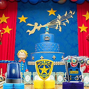 12 Pieces Police Honeycomb Centerpieces Police Theme Party Decorations Supplies 3D Birthday Theme Cakes Balls Table Topper Photo Props for Police Graduation Party Decoration Supplies