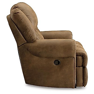Signature Design by Ashley Boothbay Classic Faux Leather Manual Oversized Recliner, Dark Brown