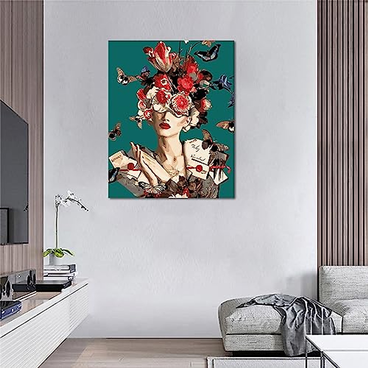 TISHIRON Paint by Numbers for Adults Flower Girl, Butterfly Girl Paint by Number Kits, DIY Canvas Acrylic Painting Number Kits with Brushes and Acrylic Pigment, Modern Home Wall Deco-16x20 Inch