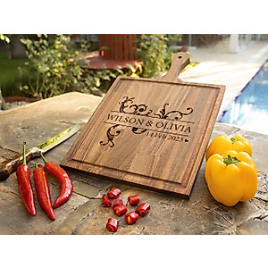 Personalized Cutting Board | Custom Cutting Board | Custom Cheese Board | Personalized Steak Board | Couple Cutting Board | Wedding Cutting Board (With Handle)