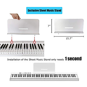 NikoMaku Foldable Digital Piano 88 Keys Portable Piano Keyboard Folding Piano Keyboard MIDI Semi Weighted Full Size Keys with Headphones, Carrying Case SWANX White