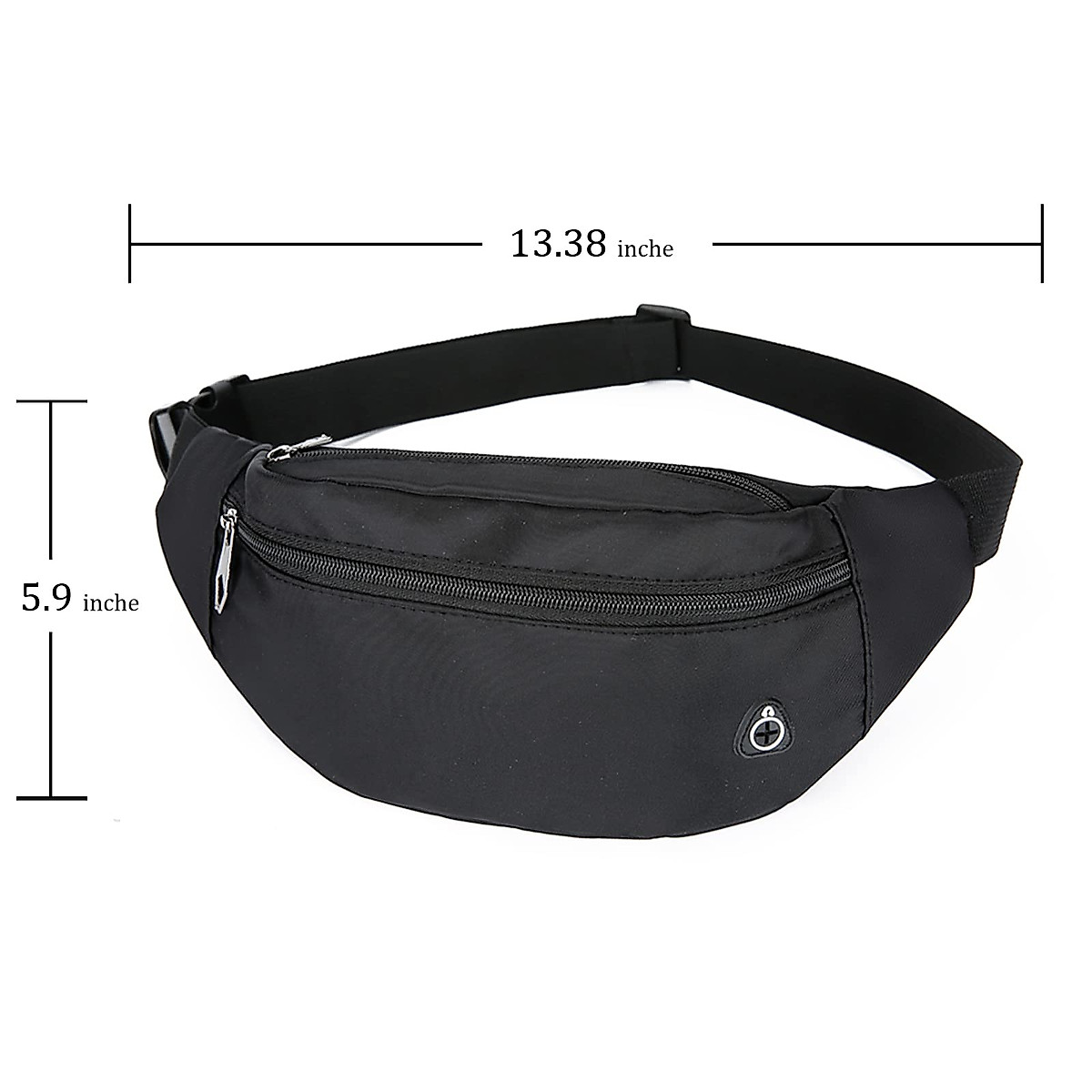 DAITET Fanny Pack Waist Pack Bag for Men, Women, Kids, Waist Bag Adjustable Belt, Waterproof Travel Bag, Running Bag (Glossy black)