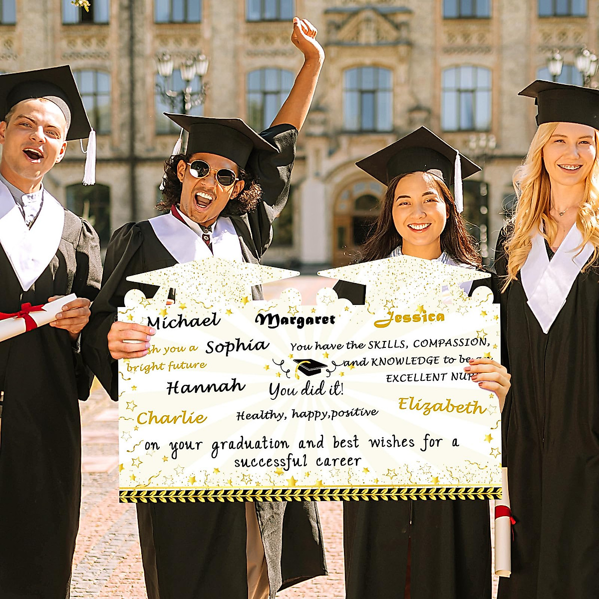 Jumbo Graduation Greeting Card 25 x 16 inch Giant Class of 2024 Graduation Guest Book Black Gold Congrats Graduate Gift The Tassel Was Worth The Hassle Signature Card for Graduation Party Decorations