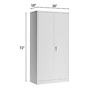 Aobabo 72" Tall 2 Door Locking Metal Storage Cabinet Organizer with 4 Adjustable Shelves and 2 Keys for Garages and Offices, Gray