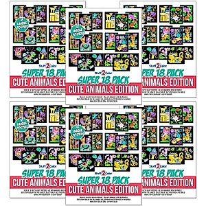 Super Pack of 18 Fuzzy Coloring Posters (Cute Animals Edition) - Arts & Crafts Kit for Kids and Adults - Bulk Coloring Activity, Group Project or Team Building Activity (6 Pack Bundle)