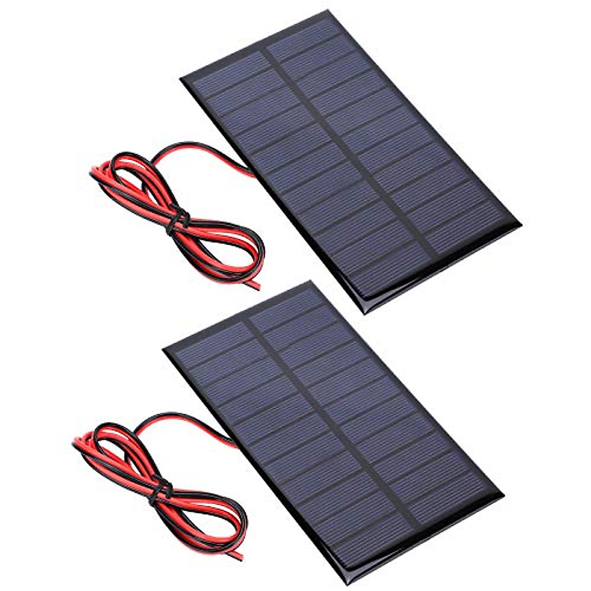2Pcs Mini Solar Panel Cell Power Charger Module, Cell Board Module 100CM Red and Black Line 5.5V 1.6W