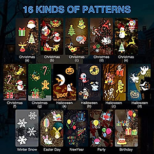 Christmas Light Projector, LANGTU 2022 Upgraded LED Christmas Halloween Lights Outdoor Indoor Snowflake Rotating Projector Lamp with 16 Themes for Garden Party New Year Xmas