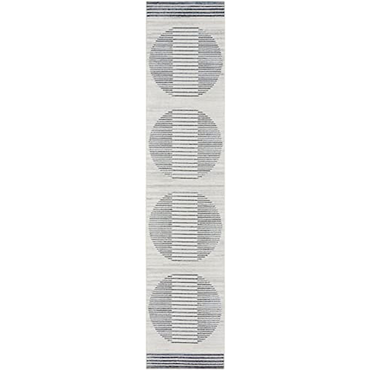 Nourison Astra Machine Washable Geometric Ivory Blue 2'2" x 12' Area -Rug, Easy -Cleaning, Non Shedding, Bed Room, Living Room, Dining Room, Kitchen (2x12)