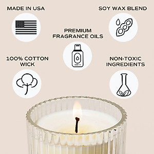 Sweet Water Decor Cashmere and Vanilla Soy Candle | Milky Coconut, Frangipani, Soft Cashmere, and Bourbon Vanilla Scented Candles for Home | 11oz Ribbed Glass Jar, 60+ Hour Burn Time, Made in the USA