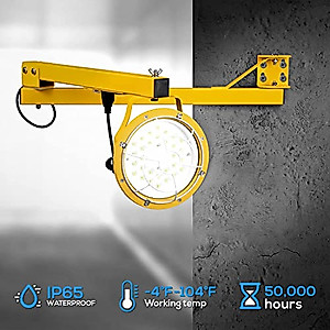 LEONLITE LED Loading Dock Light 50W, 45 Inch Double Swing Arm Dock Light, 360° Rotatable Light Head, 5700K IP65 Folding Double Arm Dock Lights for Trailers, Docks, Warehouses, Container, ETL Listed