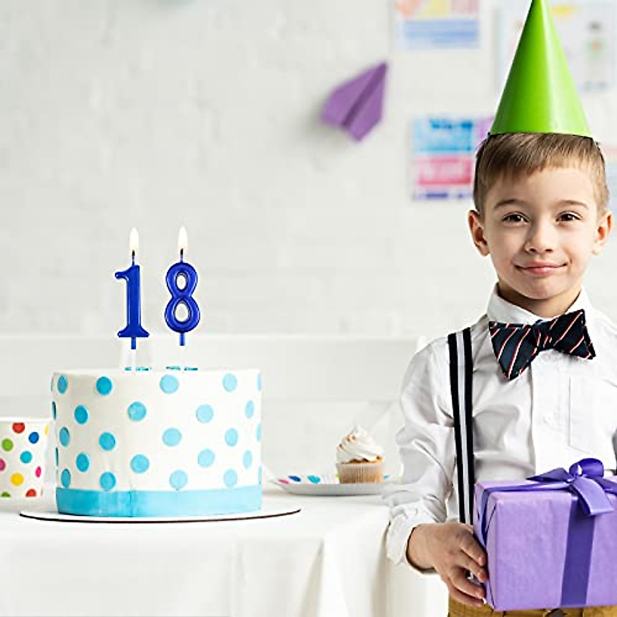 18th Birthday Candles, Cake Numeral Candles, Blue 18th Cake Topper Candles for Birthday Cake Favor Wedding Anniversary Party Celebration Supplies