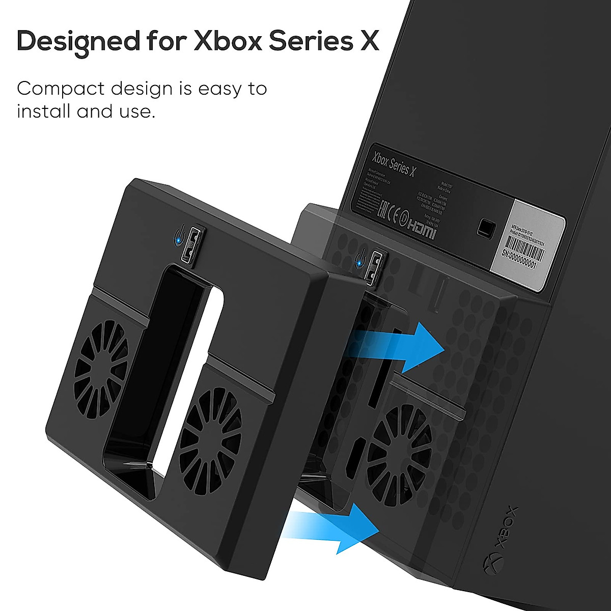USB Cooling Fan for Xbox Series X Console, MENEEA Cooling Fan Stand for Xbox Series X Console with Dual Cooling Fans and USB Port