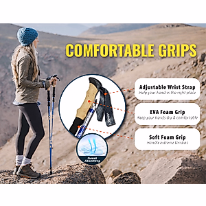 TREKOLOGY Trek-Z Collapsible Hiking & Trekking Poles - Balance Support for Seniors, Women, and Men, 2pc Per Set