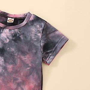 Suranne Baby Toddler Boy Outfits Tie Dye T-Shirt + Shorts Summer Set 2Pcs Galaxy Red 1-2T