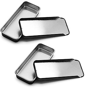 Unlorspy 10 Pcs Black Metal Tin Container Slide Lid, 3.15" x 1.34" x 0.47" Metal Tin Container Slide Top for DIY Pills, Solid Perfumes, Lip Balms, Cards and Herbs