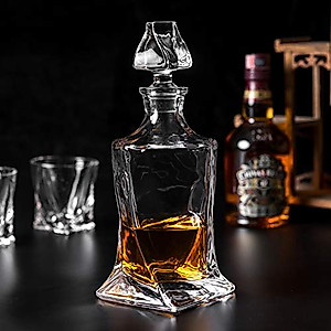 KANARS Whiskey Decanter Set, Premium Crystal Liquor Decanter with 6 Old Fashioned Glasses for Cocktail Scotch Bourbon Irish Whisky Alcohol, Unique Men Gifts for Father's Day