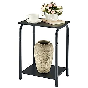 Tajsoon Small End Table with 2 Tier Storage Shelves, Small Side Table for Small Spaces, Sofa Table, Bedside Table, Small Table for Living Room, Bedroom, Sturdy Frame & Easy Assembly