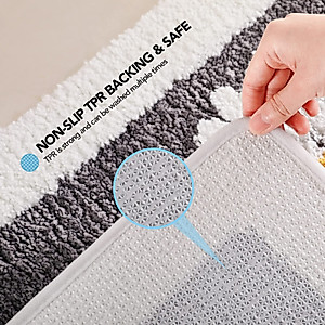 ANNARUGER Gray Bathroom Rug, Ultra Soft Microfiber Shaggy Bathroom Mats, 20''x 32'', Extra Absorbent Bath Rugs, Machine Washable/Dry, Non-Slip Bathroom Carpet for Tub, Bathroom and Shower