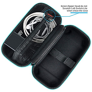 Daydayup Switch Case Compatible with Nintendo Switch Lite 2 Pack Screen Protector & 6 Pcs Thumb Grip, 20 Game Cartridges Hard Shell Travel Carrying Switch Lite Console & Accessories, Turquoise