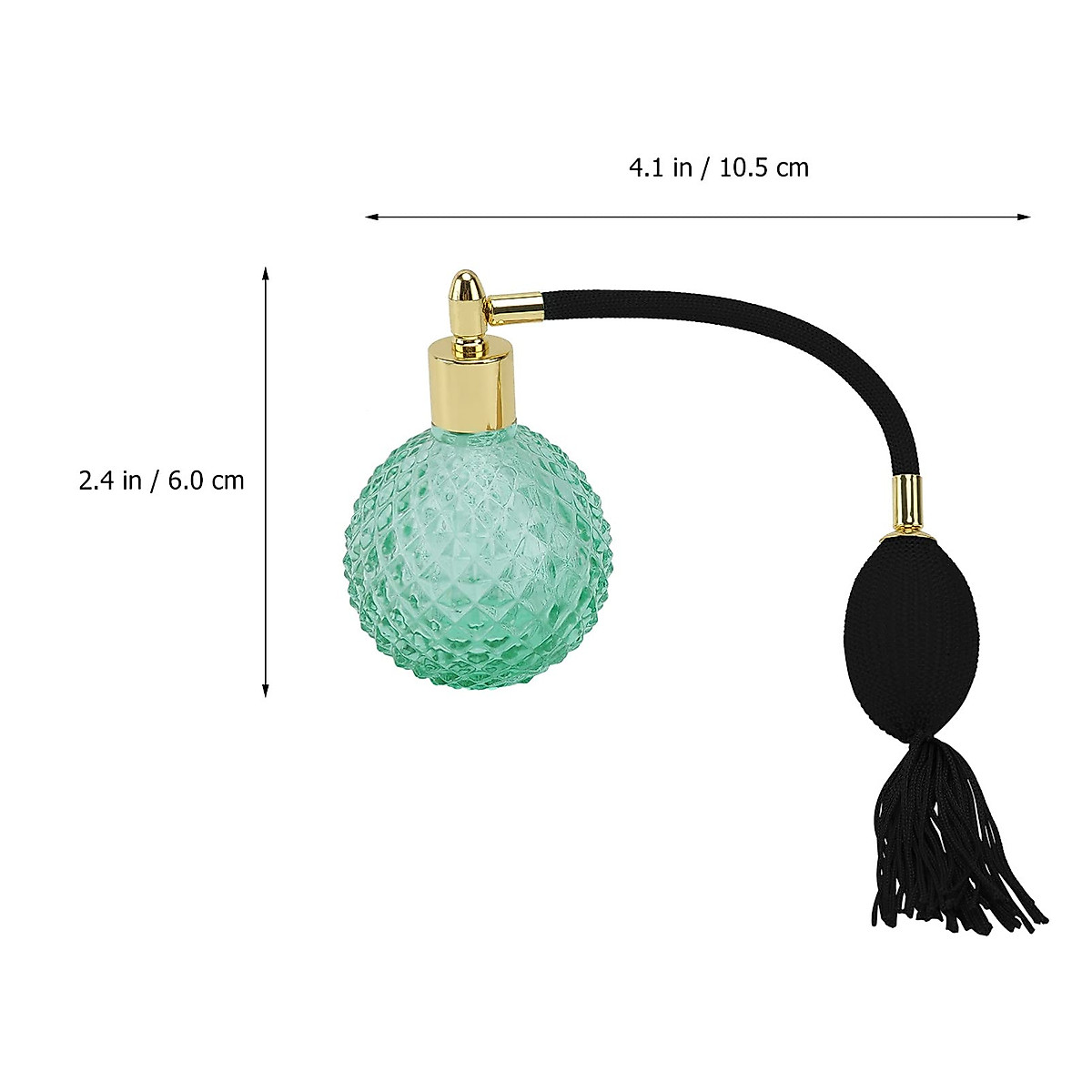 HEALLILY Crystal Vintage Perfume Bottle 100ml Refillable Perfume Spray Bottle with Long Tassel Air Bag Clear Empty Glass Container for Women Girls Green
