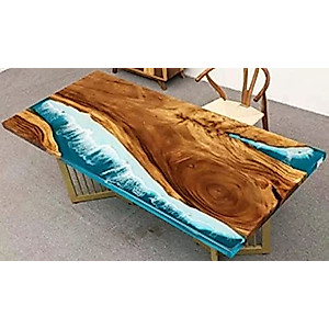 Epoxy Table, Beach View Wooden Epoxy Table, 72" x 36" Inch Natural Effect of Returning Water on Beach Dining Table, Natural Wood Epoxy Eating Table, Resin Table, Piece of Conversation