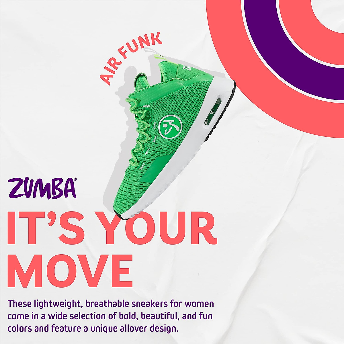 ZUMBA Women's Air Funk Sneakers, Nonslip Mid-Top Dance Sneakers, 9.5, Green