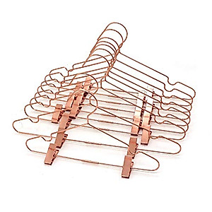 10Pack Koobay 17" Metal Hook Wire Rose Gold Copper Hangers with Clips Clothes Stroage Coat Hangers