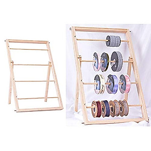 DYNWAVE Wood Display Ribbon Holder Rack Storage Organiser Sewing Stand Organizer