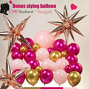 FROUFING Pink and Gold Balloon Garland Arch Kit 117Pcs Chrome Pink With Rose Gold confetti balloons and star for Sweet Girl baby shower women 15/16/21th birthday Party Decorations