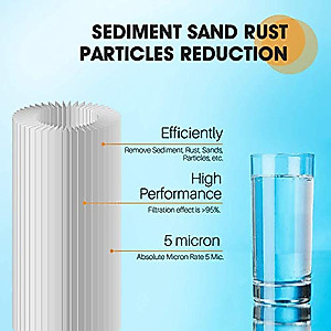 PUREPLUS 10" x 4.5" Whole House Pleated Sediment Filter for Well Water, Replacement Cartridge for GE FXHSC, Culligan R50-BBSA, Pentek R50-BB, DuPont WFHDC3001, American Plumber W50PEHD, GXWH40L, 2Pack