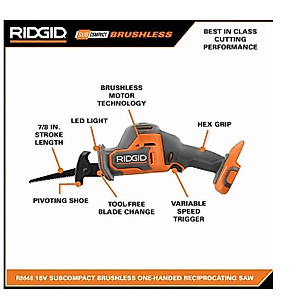 RIDGID 18V SubCompact Brushless Cordless One-Handed Reciprocating Saw (Tool Only)