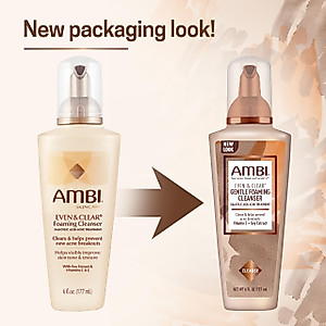 AMBI Even and Clear Foaming Cleanser | Salicylic Acid Acne Treatment | Clears and Helps Prevent New Acne Breakouts | Helps Visibly Improve Skin Tone and Texture | 6 Ounce