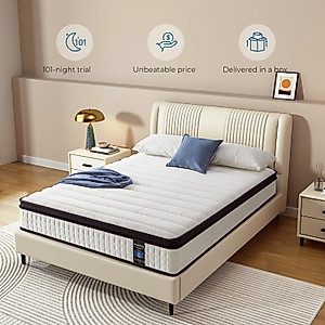 Inofia Twin XL Mattress, 10 Inch XLong Twin Hybrid Mattress, Breathable Comfortable Cool Single Mattress, Supportive & Pressure Relief, Motion Isolating Individually Wrapped Coils