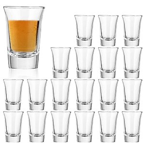 QAPPDA 1.2 Ounce Heavy Base Shot Glass Set, Whisky Shot Glasses 1.2 oz,Mini Glass Cups For liqueur,Double Side Cordial Glasses,Tequila Cups Small Glass Shot Cups Set Of 20 KTY1501……