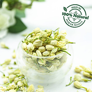 Jarteela - Jasmine Flowers Dried - 3.53oz/100g - Edible Dried Jasmine Flowers - Non-GMO - Caffeine-free - Blends Well With Tea