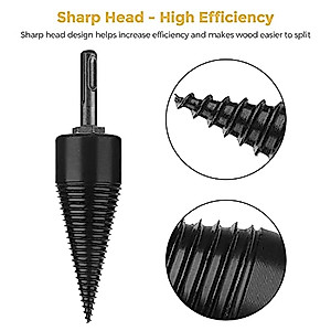 Firewood Log Splitter 45mm+32mm, 6PCS Wood Log Splitter Firewood Detachable Drill Bit Heavy Duty Electric Drills Screw Cone Driver Hex + Square + Round