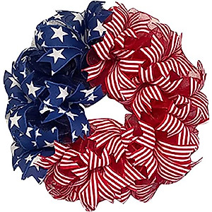 Summer Patriotic Independence Day Wreath, Memorial Day Wreaths for Front Door, Festival Celebration Farmhouse Wreaths, All Season Welcome Sign Door Hangers (Red)