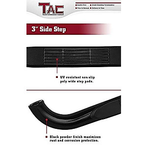 TAC Side Steps Running Boards Fit 1999-2018 Chevy Silverado/GMC Sierra 1500 Regular Cab|1999-2019 Silverado/Sierra 2500/3500 Regular Cab (Exclude C/K Classic) 3" Step Rails Side Bars Nerf Bars