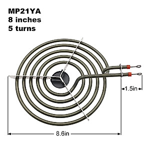 W10288051 Range Cooktop Porcelain Drip Pans and MP22YA Electric Range Burner Element Unit Set by SupHomie - Compatible with Whirlpool Amana Electric Range Stove