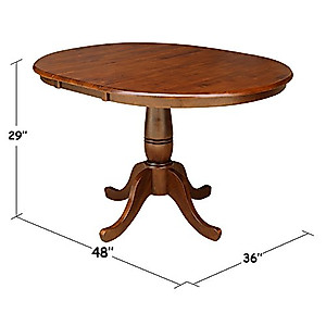 International Concepts Standard Height 36-Inch Round Extension Table with 12-Inch Leaf, Espresso