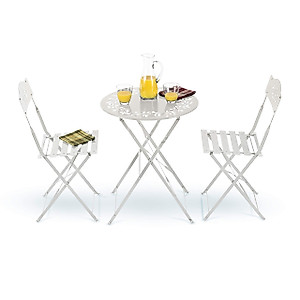 Alpine Corporation MSY100A-WT Alpine Bistro Set, Table: 24" L x 24" W x 28" H Chair: 17" L 18" W x 33" H, White